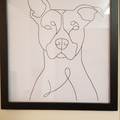 Pitbull Line Art Wall Decor Printable Bully Breed One Line Drawing ...