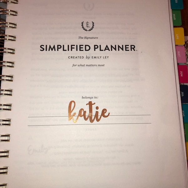 Simplified Planner Name Monogram Decal Sticker | Weekly Simplified ...