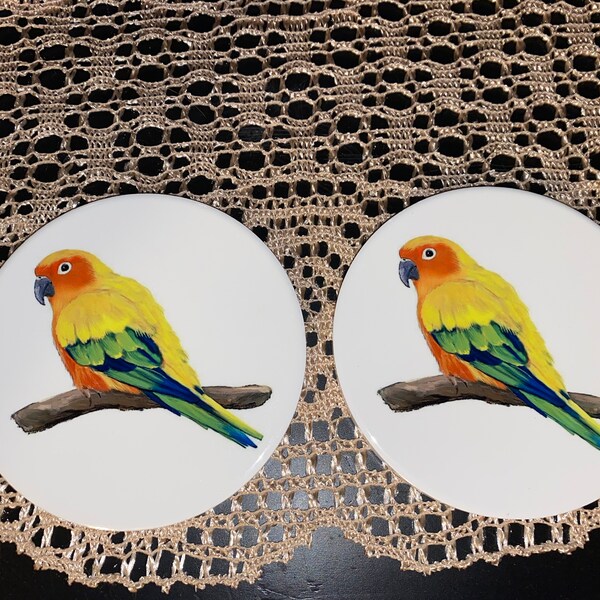 Personalized Bird Coaster Set, Unique Blue Bird Couple Coaster, Gift ...