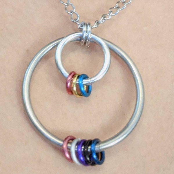 LGBTQ Pride Pendant, Aluminum Hoops, Stainless Steel Chain, Choose Your ...