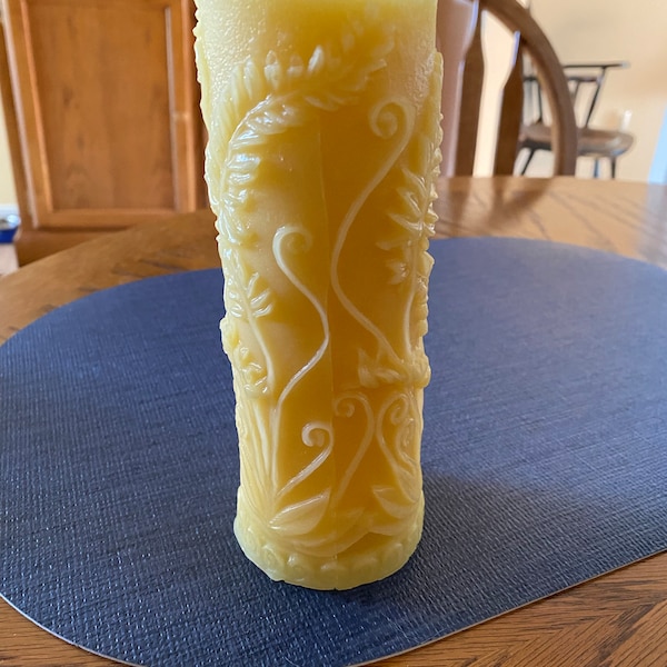 Beeswax Pillar Fern Candle / 100% Natural Bees Wax / Handcrafted in USA ...