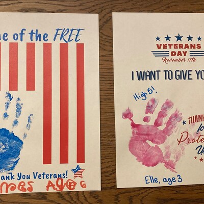 Veterans Handprint Craft From Kids Printable Veterans Day Craft, Thank ...