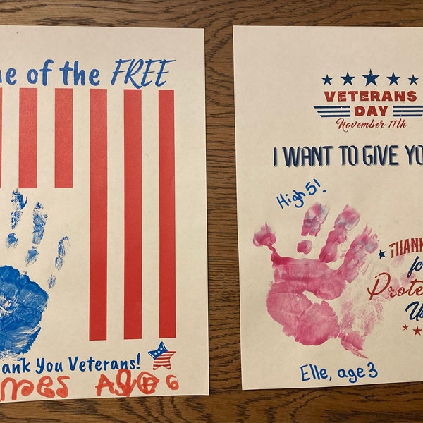 Veterans Handprint Craft From Kids | Printable Veterans Day Craft ...