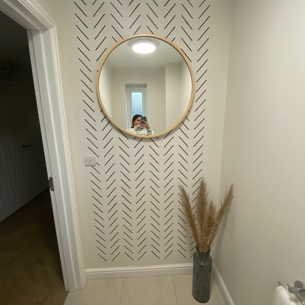 Herringbone Klein geometrisch wandschablone - XL 21.6"x39" Stencil ...