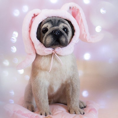 Pug. Real Size Poseable Realistic Toy. OOAK. Handmade Collectible ...