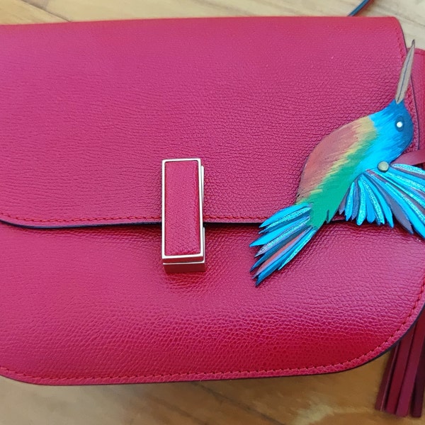Handmade Leather Hummingbird Bag Charm: Colorful Bird Lover Gift - Etsy