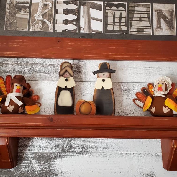 Wood Pilgrim Set/tabletop/ 3 Piece Set/8" Tall/ Made PER Order NOT ...