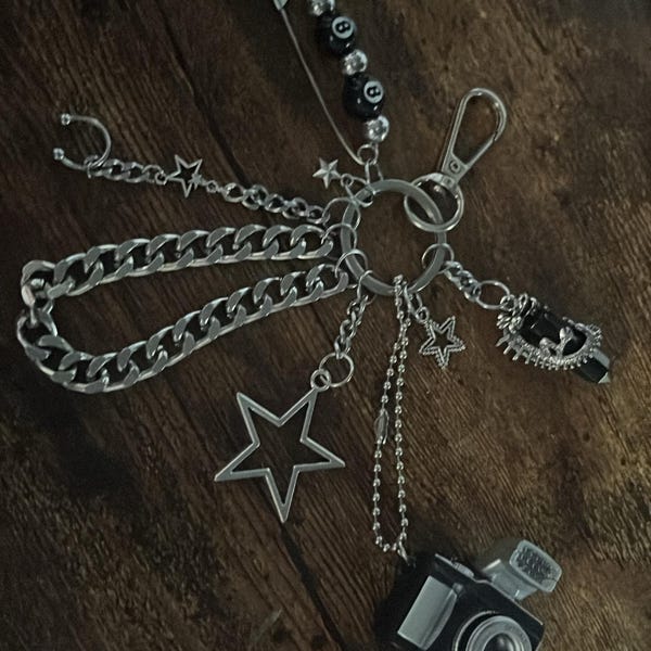CLUSTER CHARM KEYCHAIN — Stainless Steel Gothic Emo Alternative Dark ...