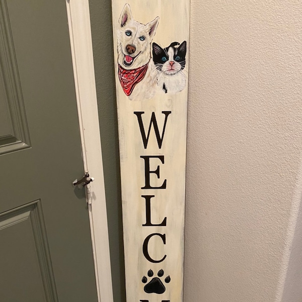 PET WELCOME SIGN, Custom Pet Sign, Dog Sign, Cat Sign, Vertical Front ...