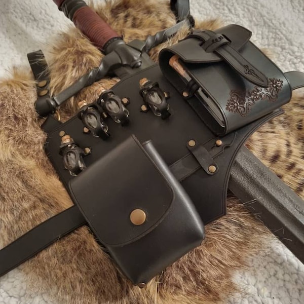 Leather Leg Harness Belt Leg Potion Holster Alchemist Larp Steampunk ...
