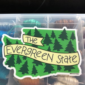 The Evergreen State Vinyl Sticker / Modern Illustrated - Etsy