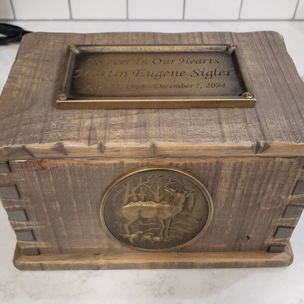 Rustic Woodsman Chiseled Urn / Handcrafted Pine Cremation Urn / Wood ...