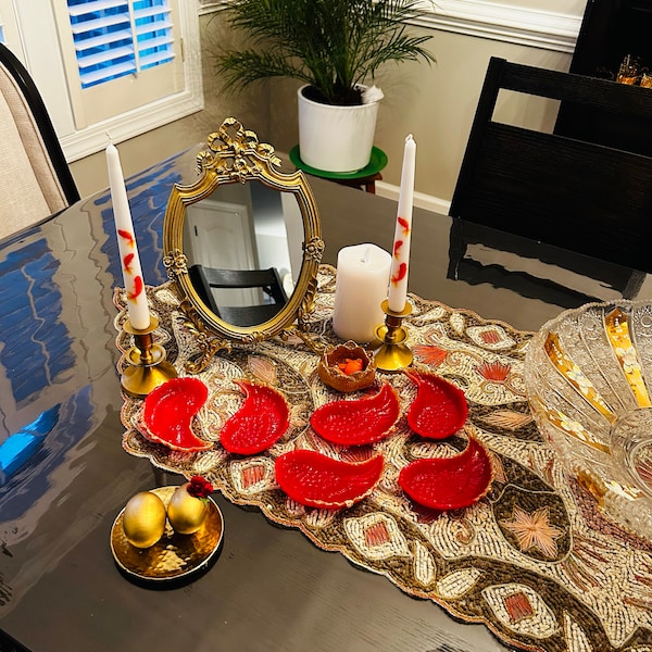 Haftseen Table Decorations Nowruz Haftsin Set Gold and Pearl White Set ...
