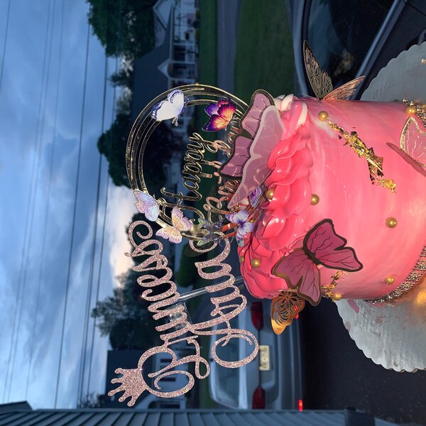 Personalized Name Princess Cake Topper, Birthday Glitter Cake Topper ...