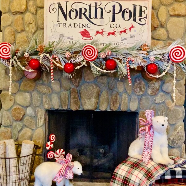 Rustic Christmas Sign North Pole Trading Company Sign Modern Farmhouse ...