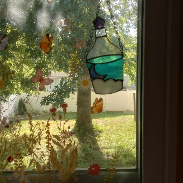 Stained Glass Heart Suncatcher Handmade Valentines Day Love Gift Deep ...