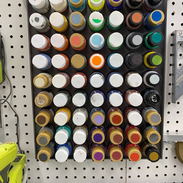 Wood Paint Bottle Rack Organizer for 2oz Craft Paints Wall Mountable ...