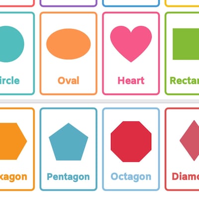 12 Geometric Shapes / Flash Cards Printable / Homeschool Preschool ...