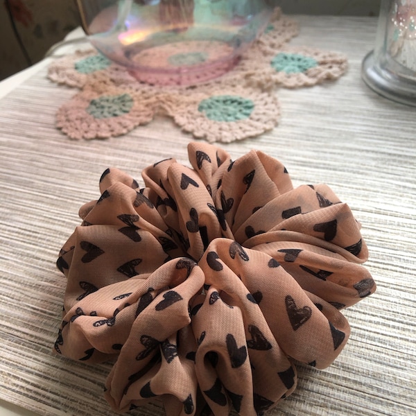 Navy Blue Gingham XL Scrunchie With a Broderie Anglaise Lace Trim ...
