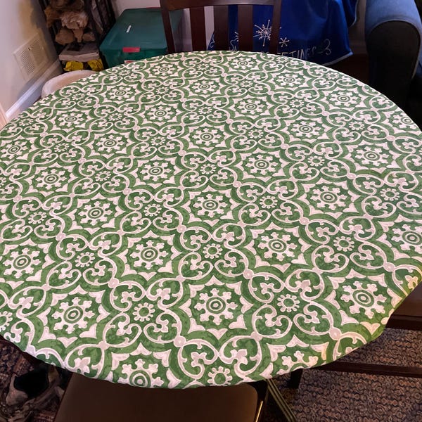 Round Fitted Tablecloth | Buffalo Check Plaid Fabric | Farmhouse | Fitted Table Cover | Spill ...