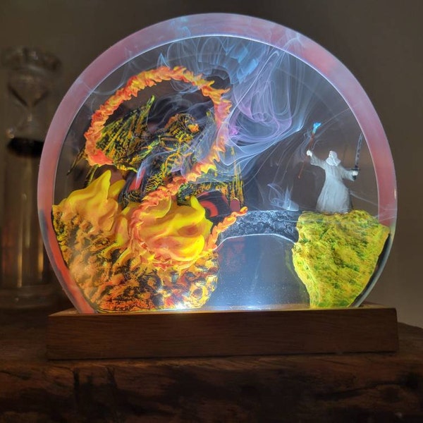 Gan.dalf - Bal.rog Epoxy Resin Lamp, Custom Anime Night Light, Japanese ...