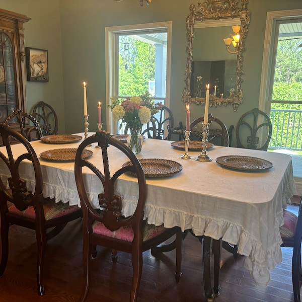 Cream Tan Tablecloth,luxurious Texture, Handmade Linen Decor, Custom ...