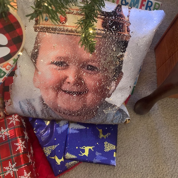 Lin Manuel Miranda Lip Bite Meme Sequin Pillow Cover, Celebrity Sequin ...