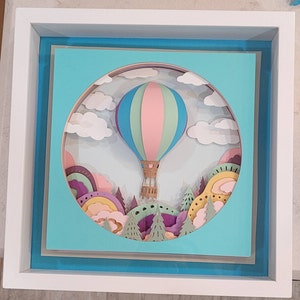 Hot Air Balloon SVG Shadow Box Template, Cardstock Project for Cricut ...