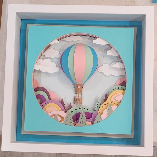 Hot Air Balloon SVG Shadow Box Template: Layered Paper Cut (digital ...
