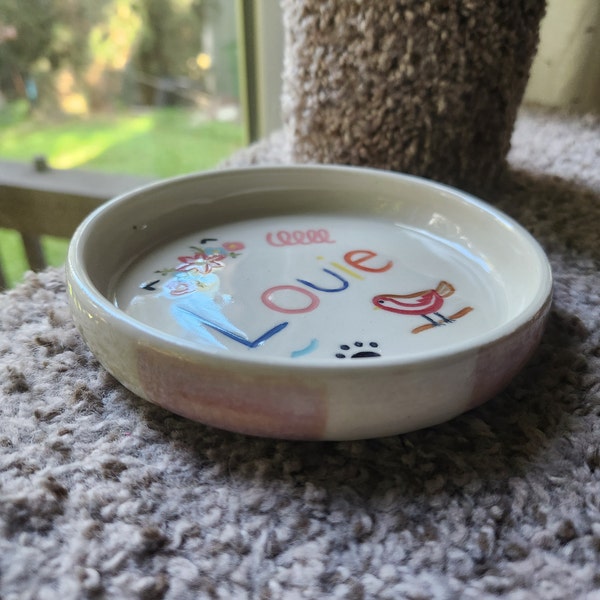 Custom Cute and Cheerful Pet Plate, 2 to 3 Designs, Handmade Pottery ...