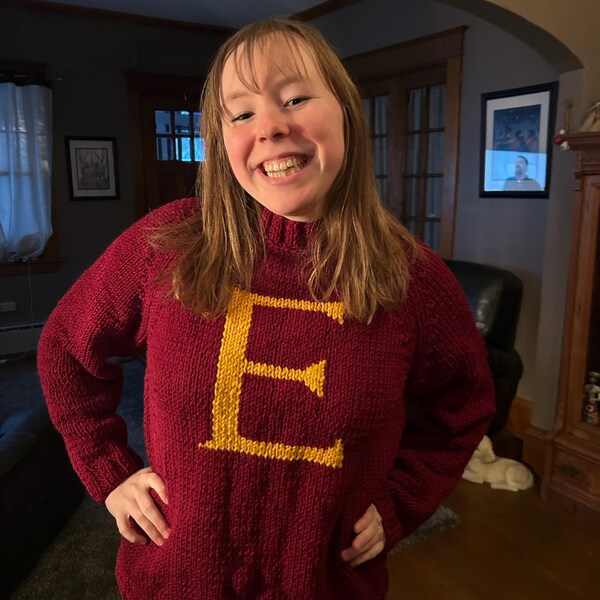 Monogram Weasley Jumper Letter Magic Gift Handmade Custom Wool Sweater ...