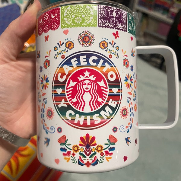 Cafecito Y Chisme 10oz Insulated Coffe Mug Colorful Mexican Theme ...