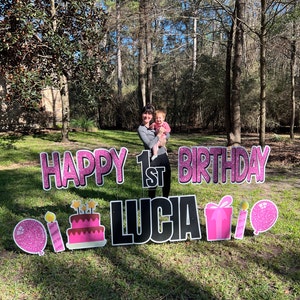 Personalized Large Happy Birthday With Age Set Yard Card Signs With ...