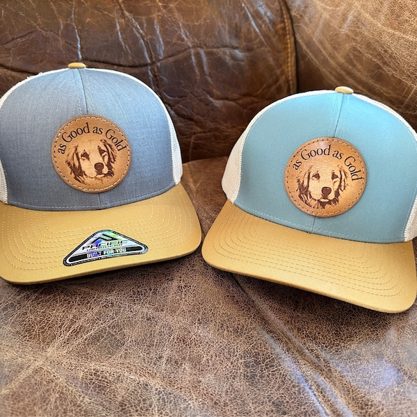 Custom Leather Patch Baseball Hats | Sewn on | Hand Finished Leather ...