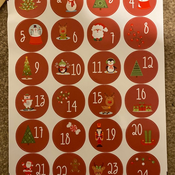 Advent Stickers, Advent Labels, Christmas Advent Stickers, Labels X24 ...