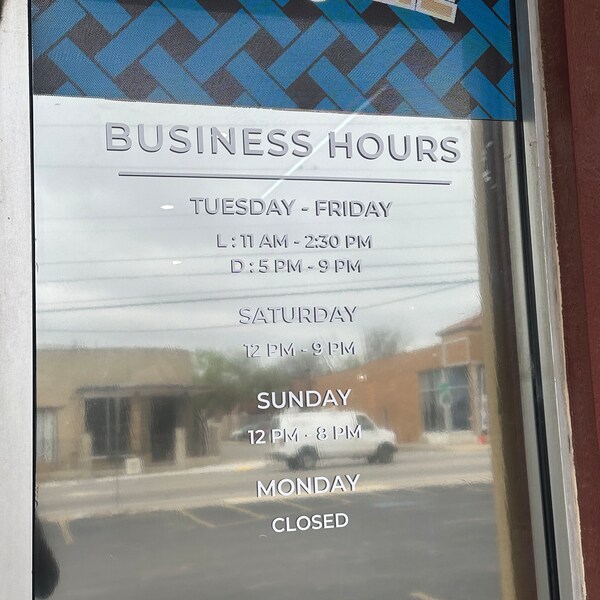 Custom Business Hours Decal | Customizable Text - Hours of Operation ...