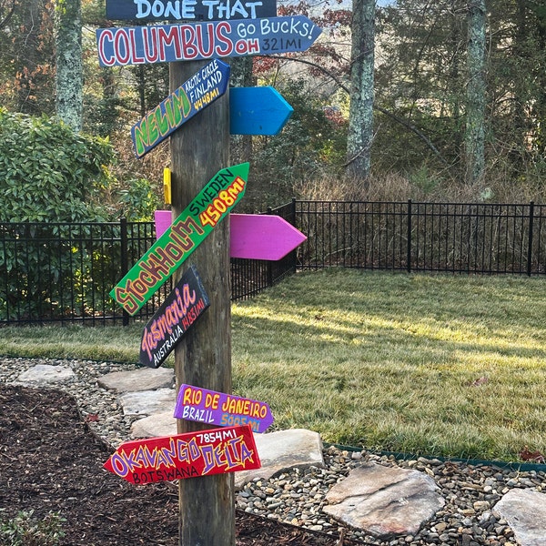 Destination Sign on Post . Set of 5 Directional Signs . Beach Signs ...