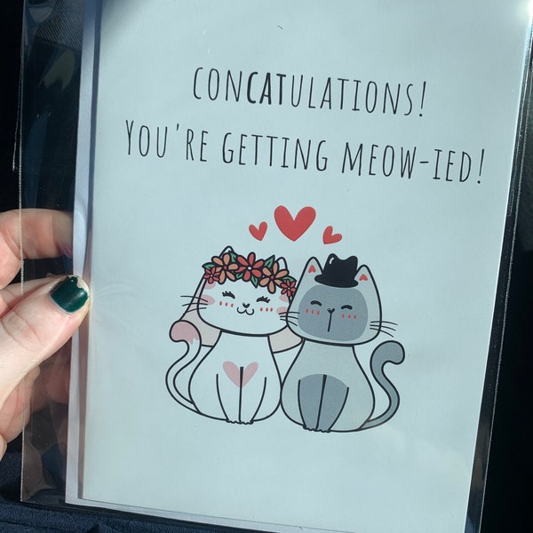 Funny Cat Engagement Card for Couple, Cat Pun Engagement Gift for ...