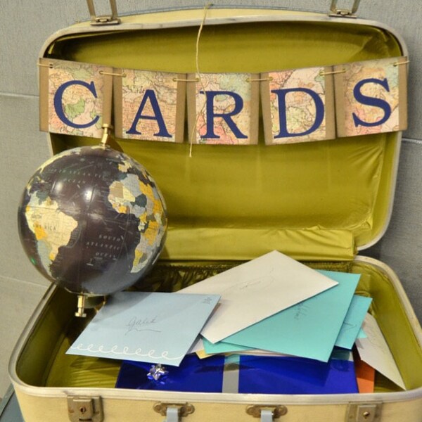 Travel Themed CARDS Banner- Travel Themed Wedding Cards Banner- Map ...