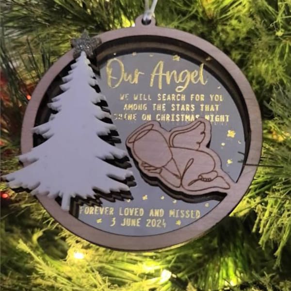 Mum in Loving Memory Christmas Tree Topper Angel Star, Memorial Tree ...