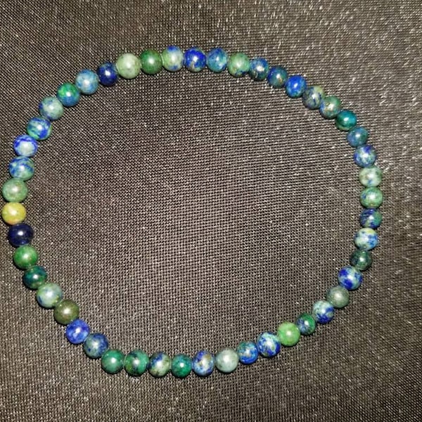 4mm Azurite Malachite Bracelet, Natural Crystal, Dainty Gemstone - Etsy