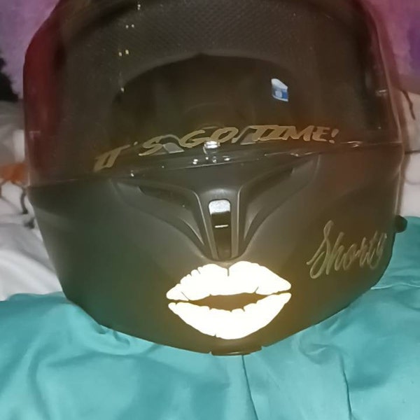 Lips Reflective Decal, Kiss Helmet Sticker, Smack Motorcycle Sticker ...