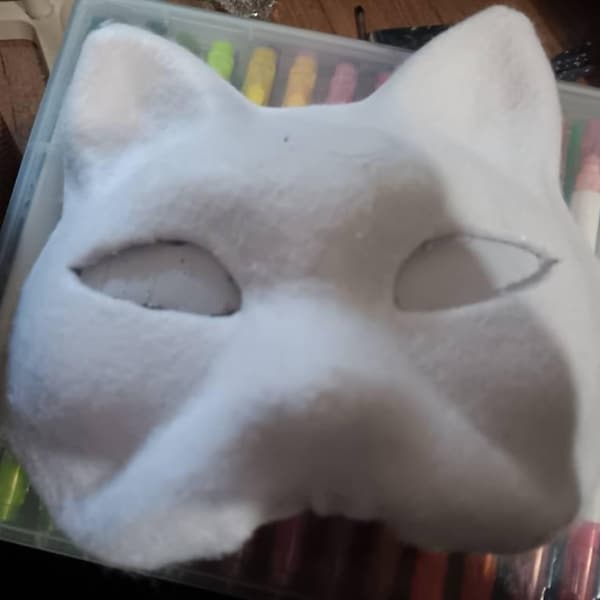DIY Therian Cat Mask Kit Felted Plain White Blank Base Furry Fangs Eye ...