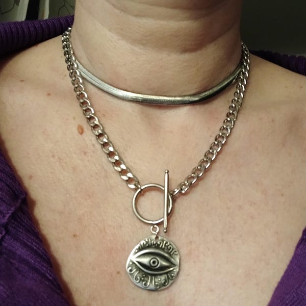 Evil Eye Chunky Chain Layered Necklace, Gold Chain Necklace, Silver ...