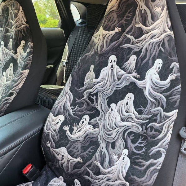 Goth Patchwork Car Seat Cover Set, Print Faux Illusion Patchwork ...