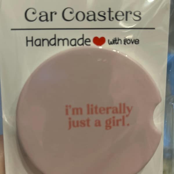 Set of 2 Ceramic Red Design Car Coasters Red Coquette Car Accessory ...