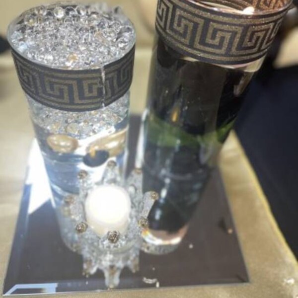 1 3/8" Greek Key, Gold Metallic Gold/black Woven Jacquard Ribbon, Hat ...