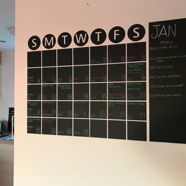 Chalkboard Calendar Decals Chalk Board Wall Calendar Vinyl Wall Decal ...
