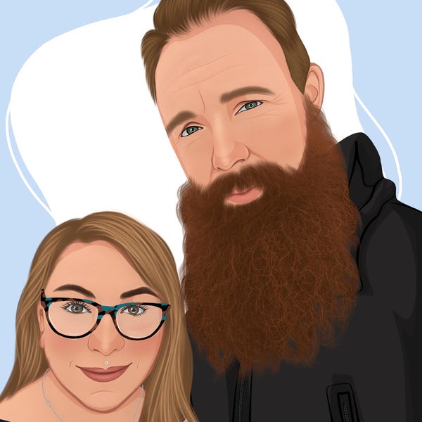 Couple Portrait, Gift for Couple, Faceless Portrait, Engagement Drawing ...