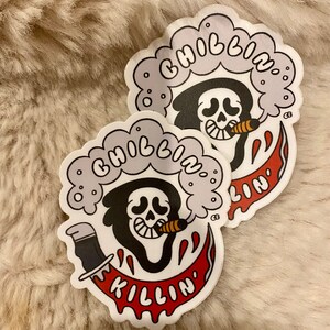 Chillin' & Killin' Scream Ghostface Halloween Horror Movie Sticker - Etsy